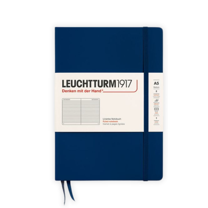 LEUCHTTURM1917 Hardcover Lined Notebook - A5, Navy – Paper and Grace