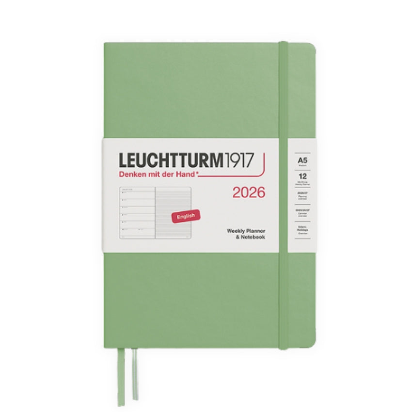 LEUCHTTURM1917 2026 Weekly Planner & Hardcover Notebook - A5, Sage ...