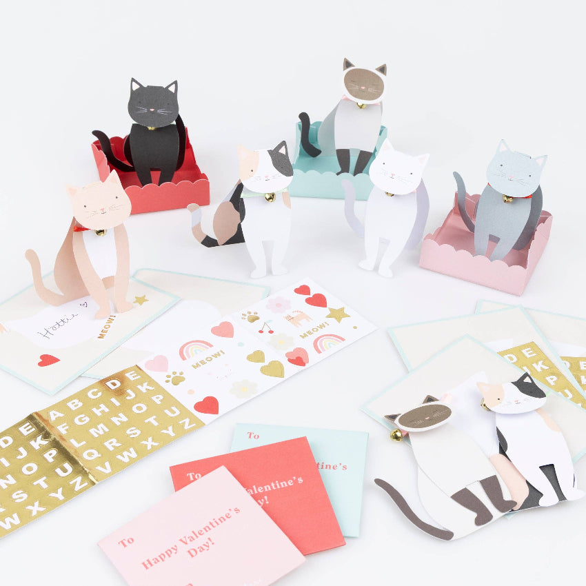 Meri Meri Cat Valentine's Cards & Sticker Set – Paper and Grace